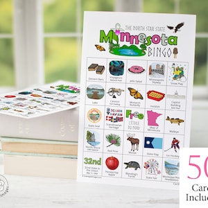Minnesota Bingo Cards 50 PRINTABLE Unique Cards. Download Instantly. MN ...