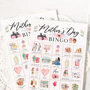 Mother's Day Bingo 50 Printable Bingo Cards, Mom Ladies Tea Party Game ...