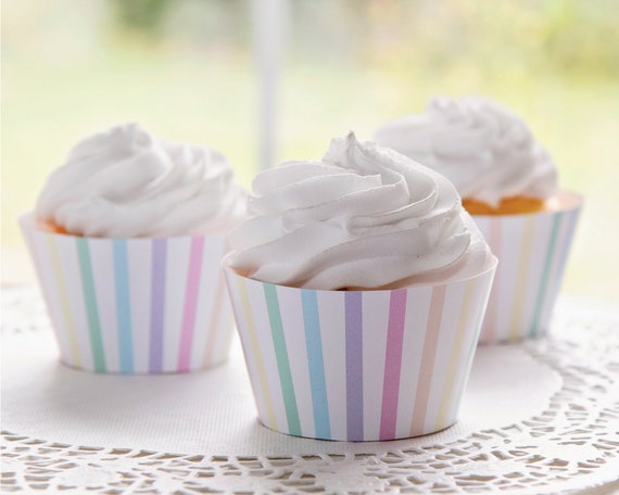 Printable Cupcake Wrapper Pastel Rainbow Girl Birthday - Etsy