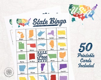 US State Bingo Set Printable Bingo Game 50 Cards Senior - Etsy