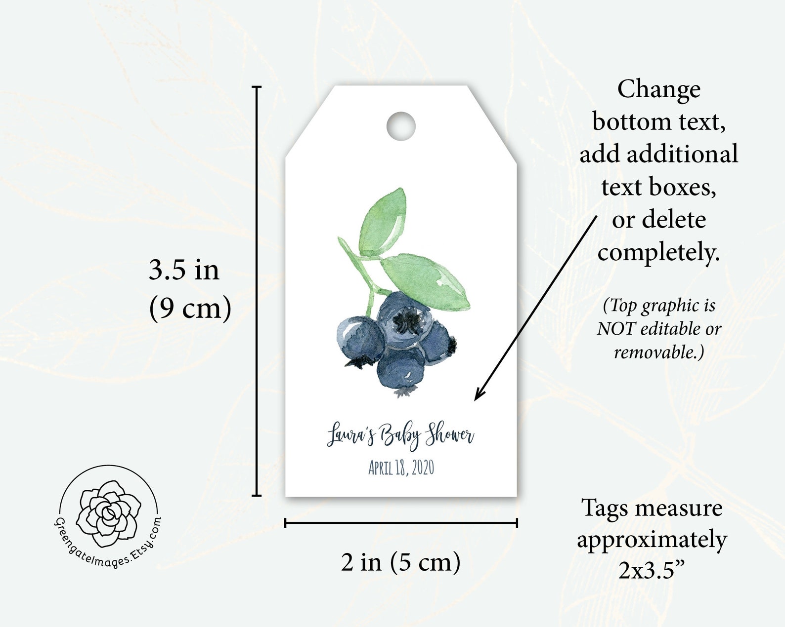 Blueberry Gift Tags Printable Gift Tag Editable Corjl - Etsy