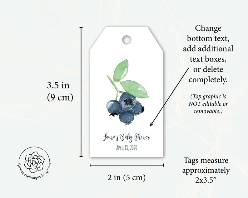 Blueberry Gift Tags Printable Gift Tag Editable Corjl - Etsy