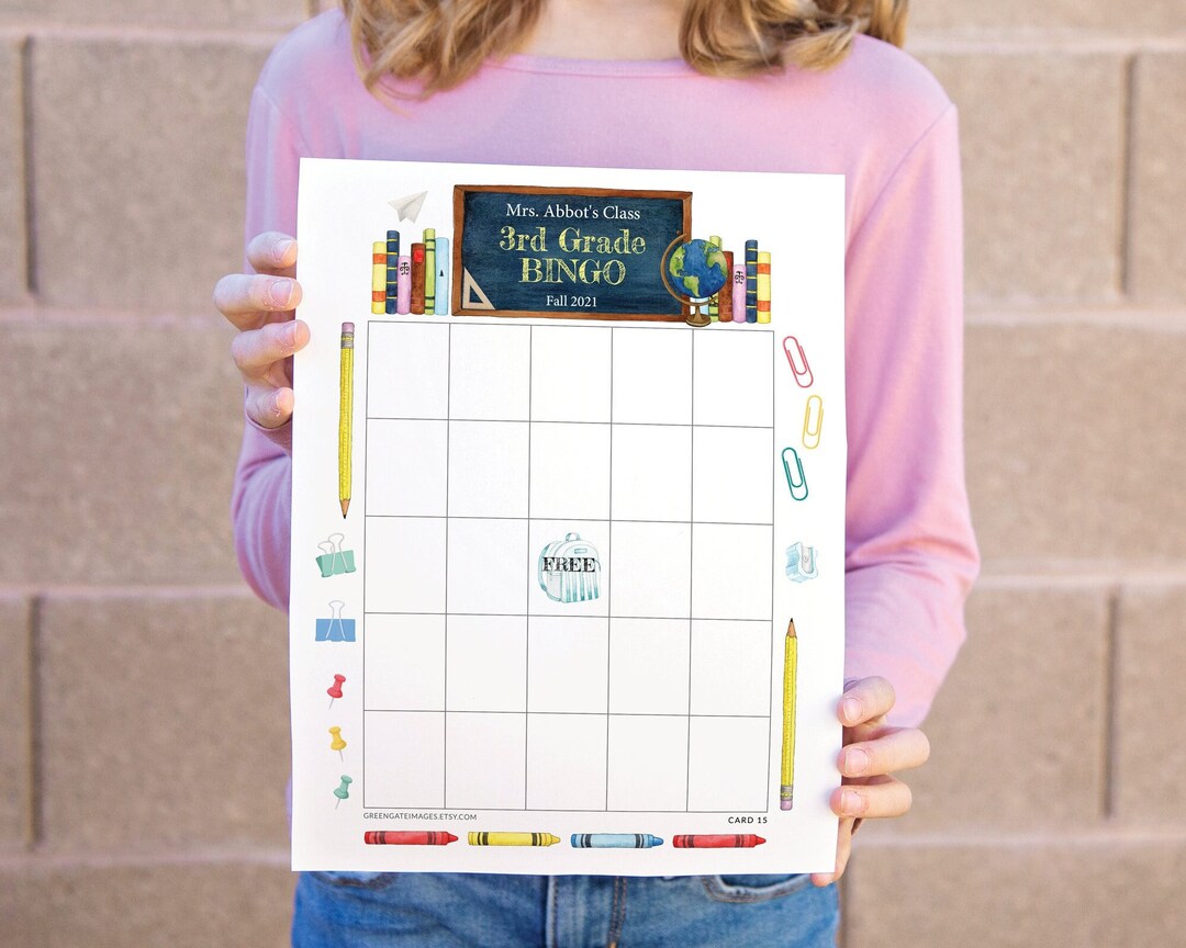 FILLABLE School Bingo Template: 50 Cards Printable Bingo Pdf, Editable ...