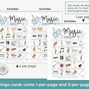 Music Bingo - 50 PRINTABLE Unique Cards. Instant Digital Download PDF ...