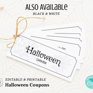 Halloween Coupon Template: Printable Coupon Book, Editable Coupons, Diy ...