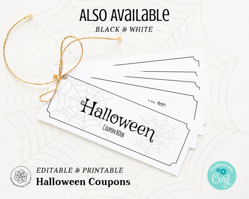 Halloween Coupon Template: Printable Coupon Book, Editable Coupons, Diy ...