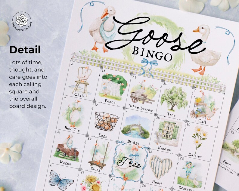 Goose Bingo - 50 PRINTABLE Unique Cards. Fun, Cute Activity for Geese ...