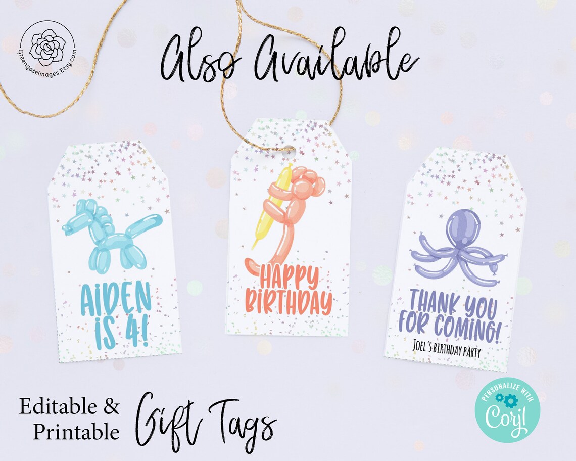 Birthday Gift Tags Printable Gift Tag Editable Corjl Favor - Etsy