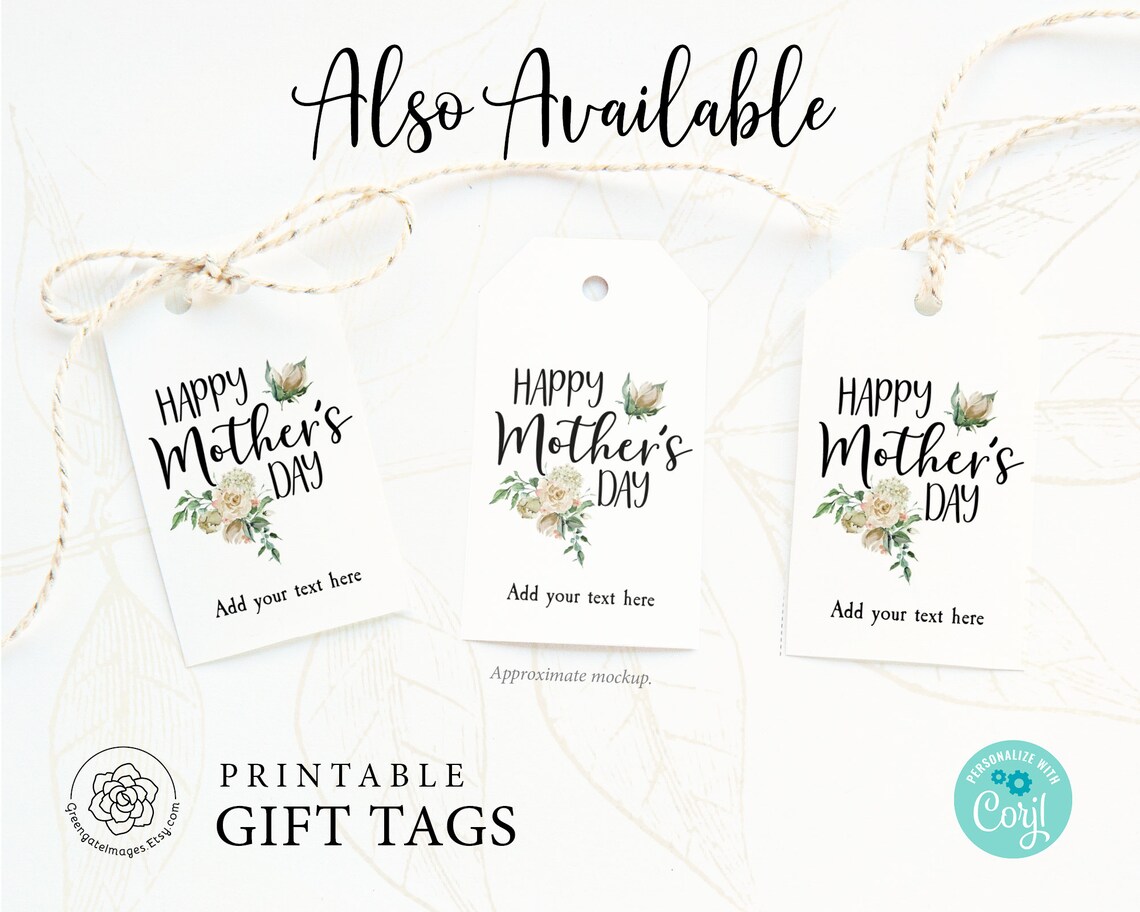 Mother's Day Gift Tags printable gift tag editable | Etsy