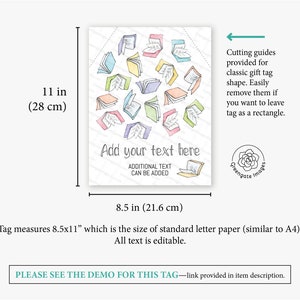 Books XL Giant Gift Tag Template - PRINTABLE Editable Corjl, Extra ...