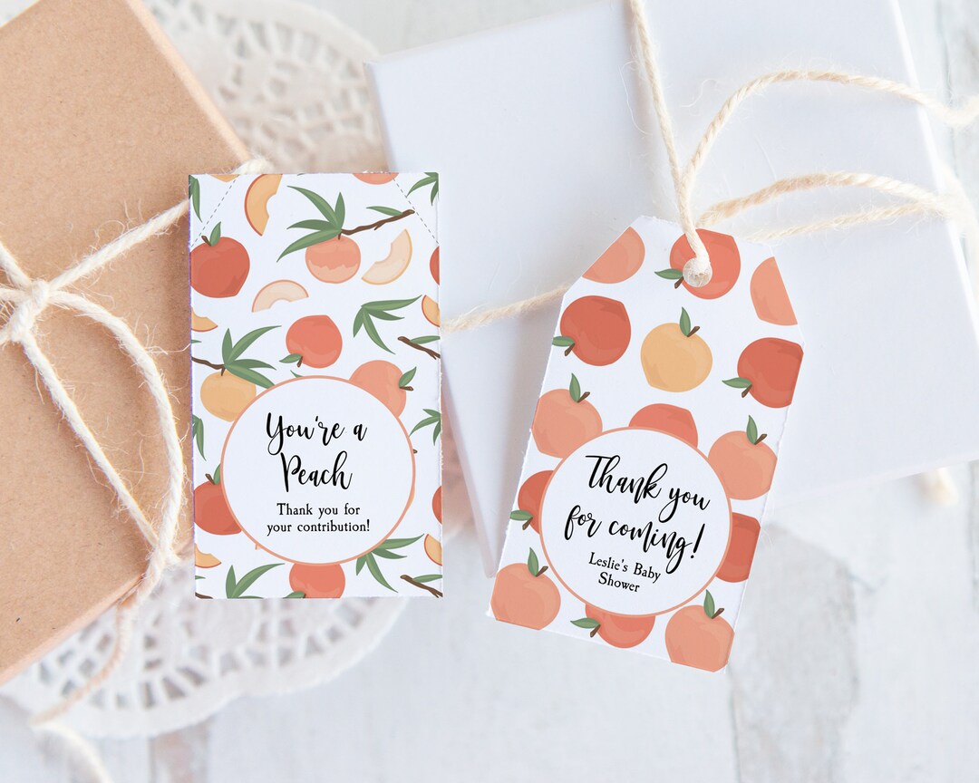 Peach Gift/favor Tags Template - PRINTABLE Digital Download. Favor Bag ...