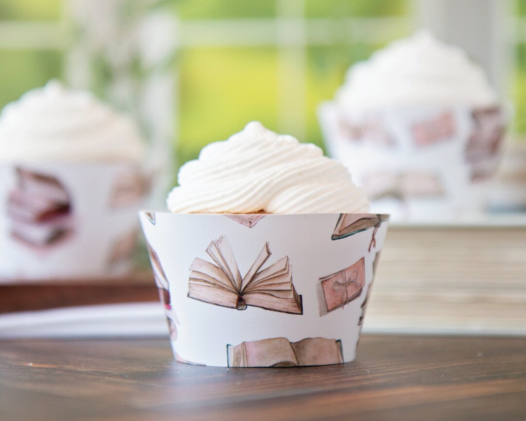 Books/reading Cupcake Wrapper - PRINTABLE Library Cupcakes, School ...
