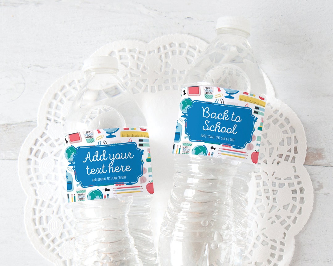 School Water Bottle Label PRINTABLE, Corjl Editable, Back to School ...