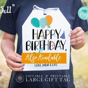 Books XL Giant Gift Tag Template - PRINTABLE Editable Corjl, Extra ...