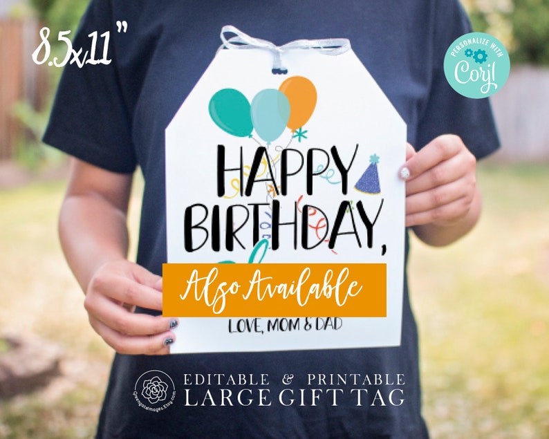 Giant Gift Tag PRINTABLE Editable Corjl Extra Large Tag | Etsy