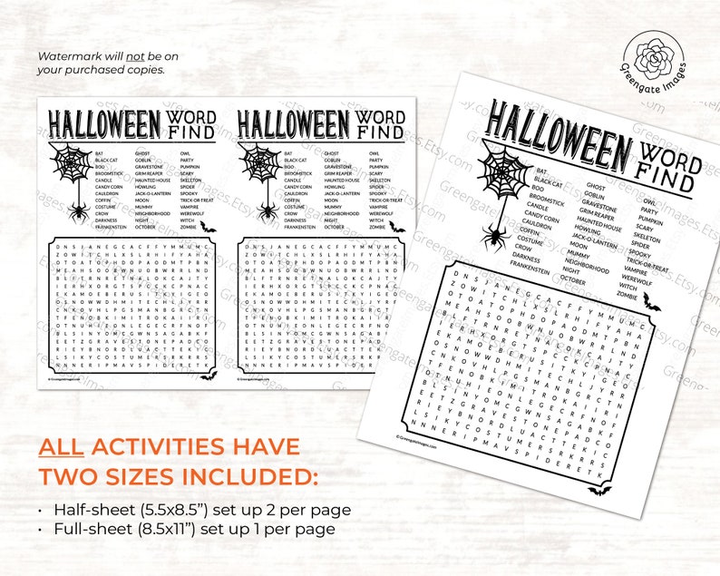 Halloween Word Game Bundle - PRINTABLE Instant Digital Download Pdfs ...