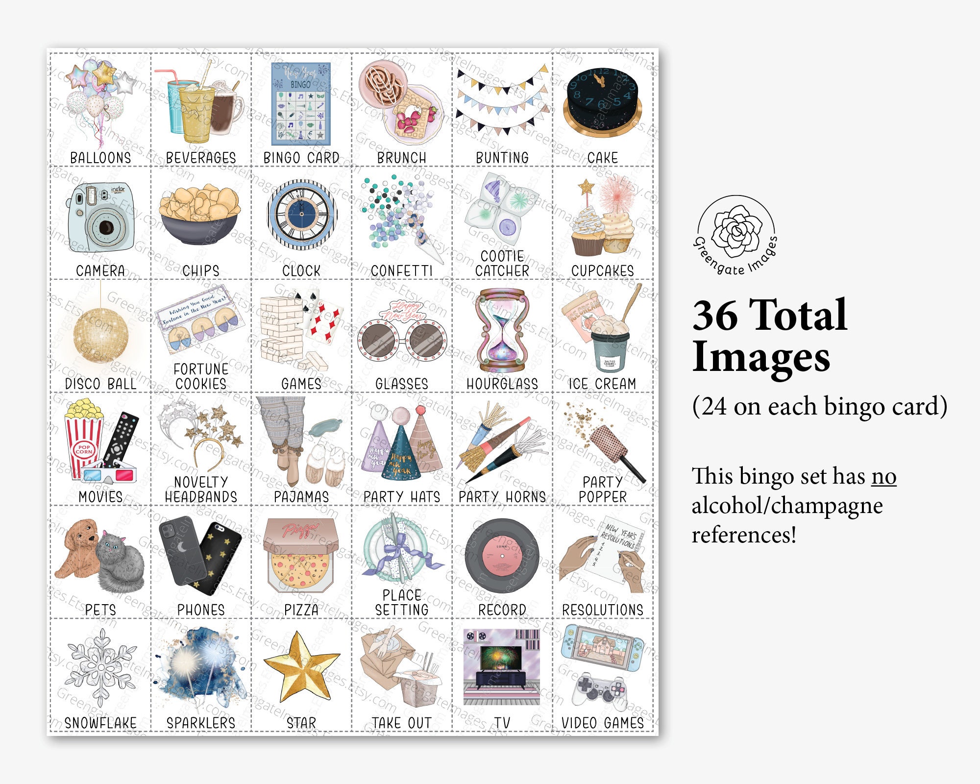 New Year's Kid/teen-friendly Bingo Cards - 50 PRINTABLE Cards for ...