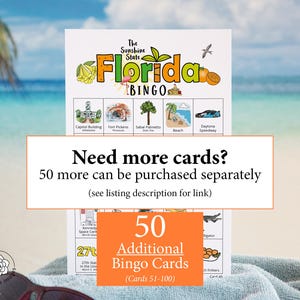 Florida Bingo Cards - 50 PRINTABLE Unique Cards You Download Instantly ...