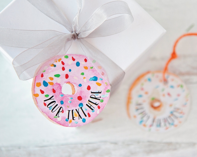 Donut Gift Tag Template - PRINTABLE, Editable in Corjl, Favor Bag Hang ...