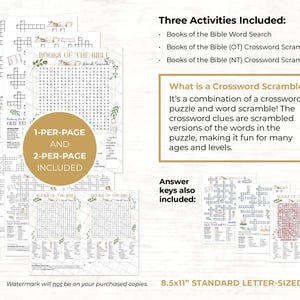 Books of the Bible Activities - PRINTABLE Instant Download Pdfs. Word ...