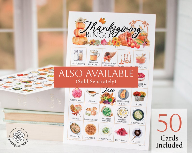 Thanksgiving Bingo Cards: Printable Bingo 50 Cards Senior - Etsy
