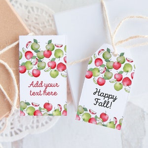 Green and Red Apple Gift Tag Printable Favor Hang Tag, Edit Corjl ...