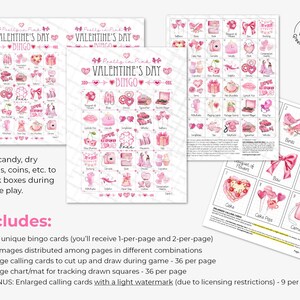 PINK Valentine's Day Bingo - 50 PRINTABLE Unique Cards. Instant Digital ...