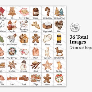Gingerbread Bingo Cards - 50 PRINTABLE Unique Cards, Download, Senior ...