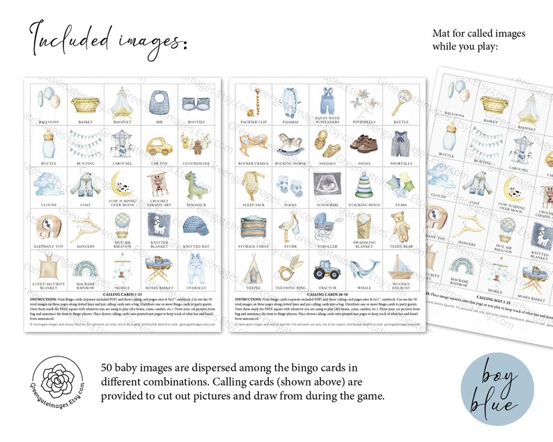 BOY - Baby Shower Bingo: 100 Cards, PRINTABLE Bingo Pdf, Personalized ...