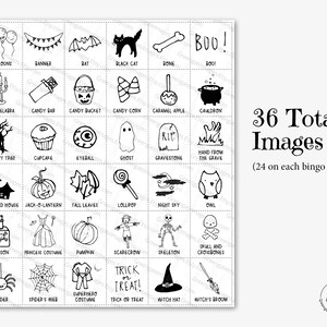 Black & White Custom Halloween Bingo 50 Printable Bingo Cards Labeled ...