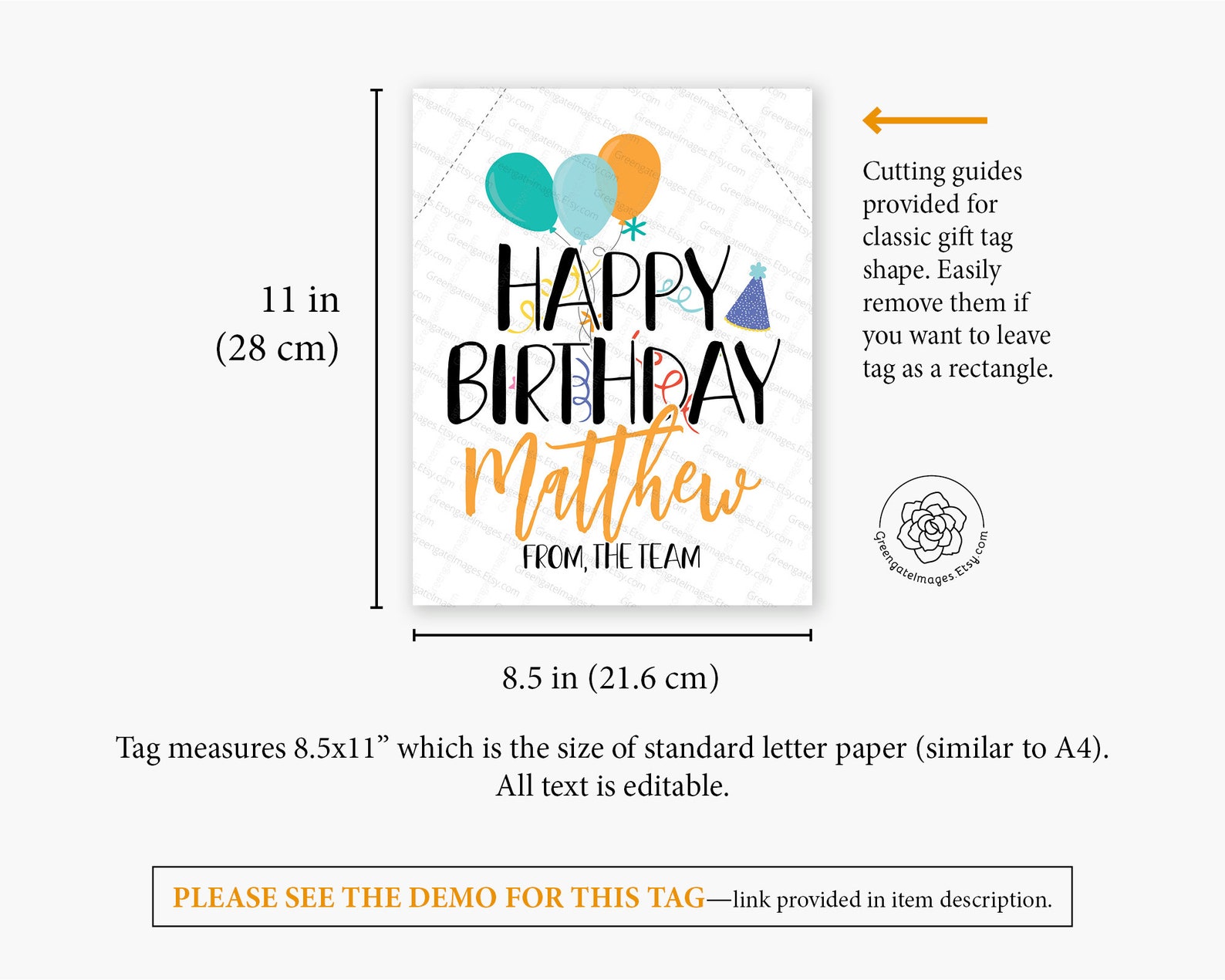 Giant Gift Tag PRINTABLE Editable Corjl Extra Large Tag - Etsy