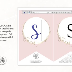 Blush Letter Banner Pink and Gold, Printable Bunting, Editable Message ...