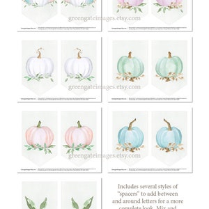 Fall Banner - Thanksgiving, Fall Pumpkins, Greenery, Printable Bunting ...