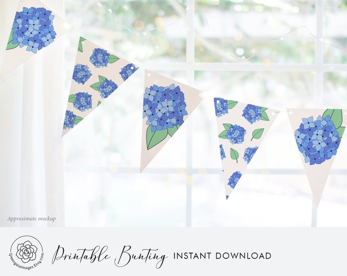 Hydrangea Bunting PRINTABLE Banner Flags Instant Digital - Etsy