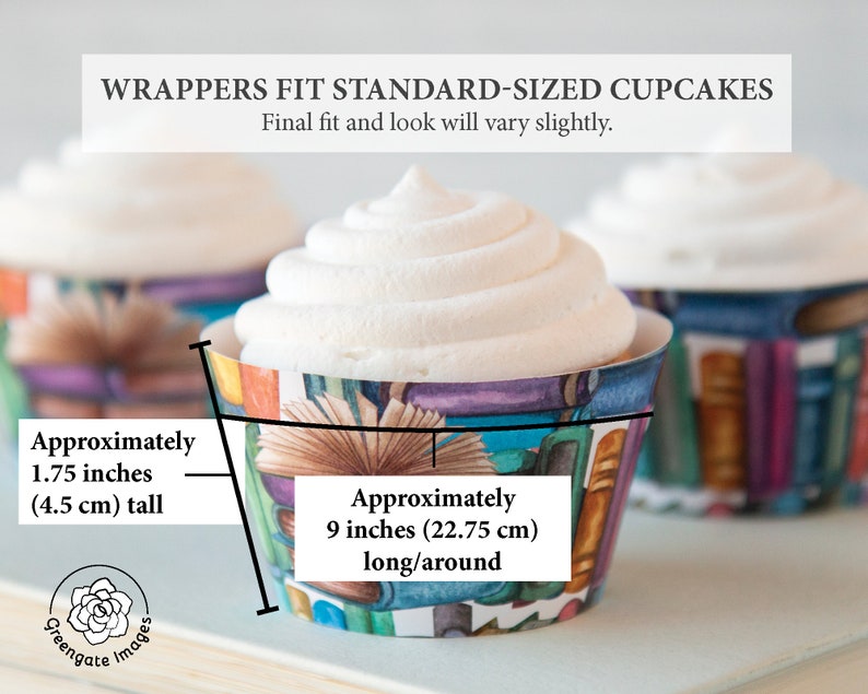 Books/reading Cupcake Wrapper - PRINTABLE Library Cupcakes, School ...