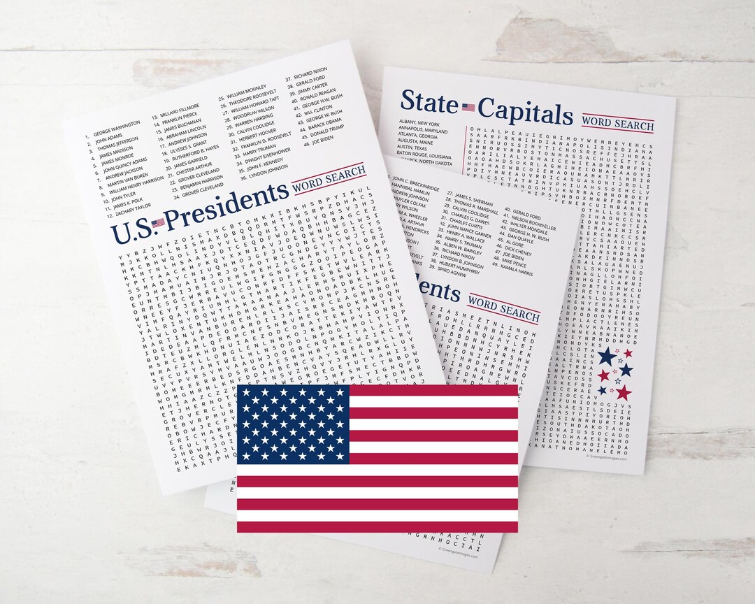 US Word Search Bundle PRINTABLE Word Find Pages. Instant Download PDF ...