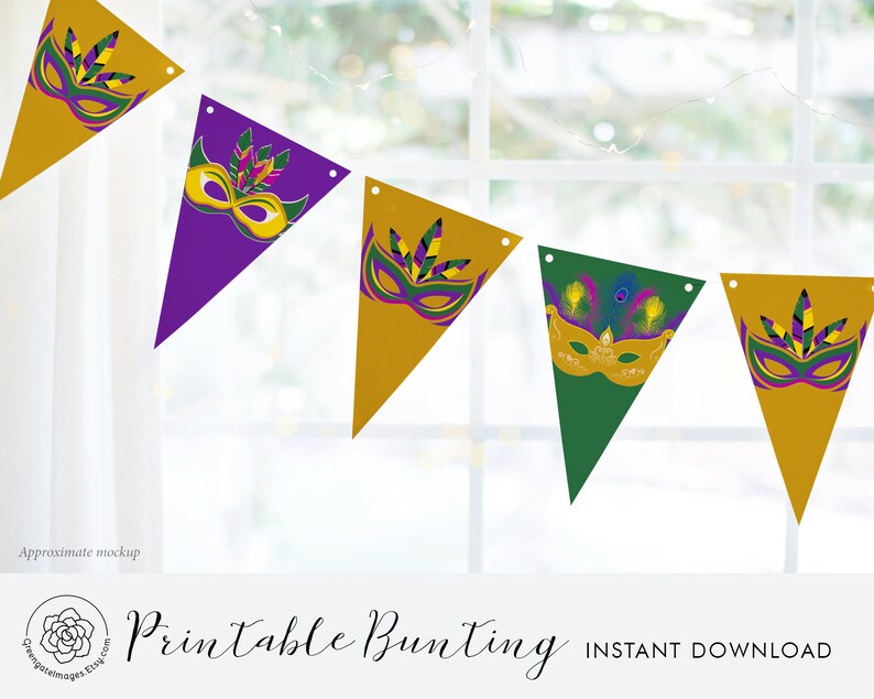 Mardi Gras Bunting Printable Banner Instant Download Party | Etsy