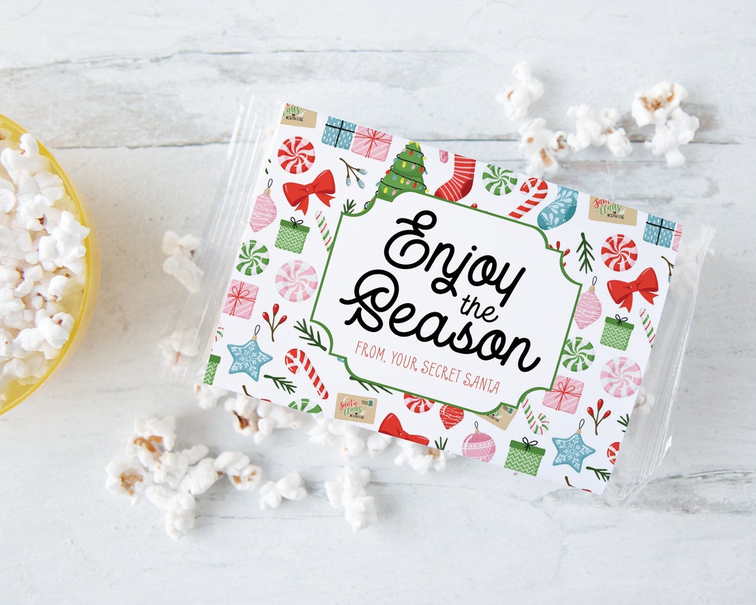 Christmas Popcorn Wrapper PRINTABLE Microwave Popcorn Wrapper That You ...