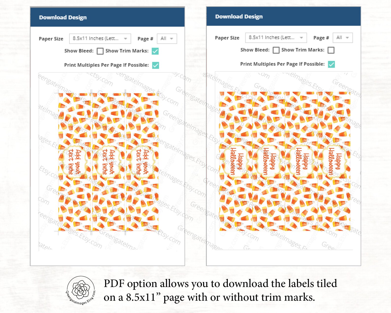 Candy Corn Water Bottle Label printable corjl editable | Etsy