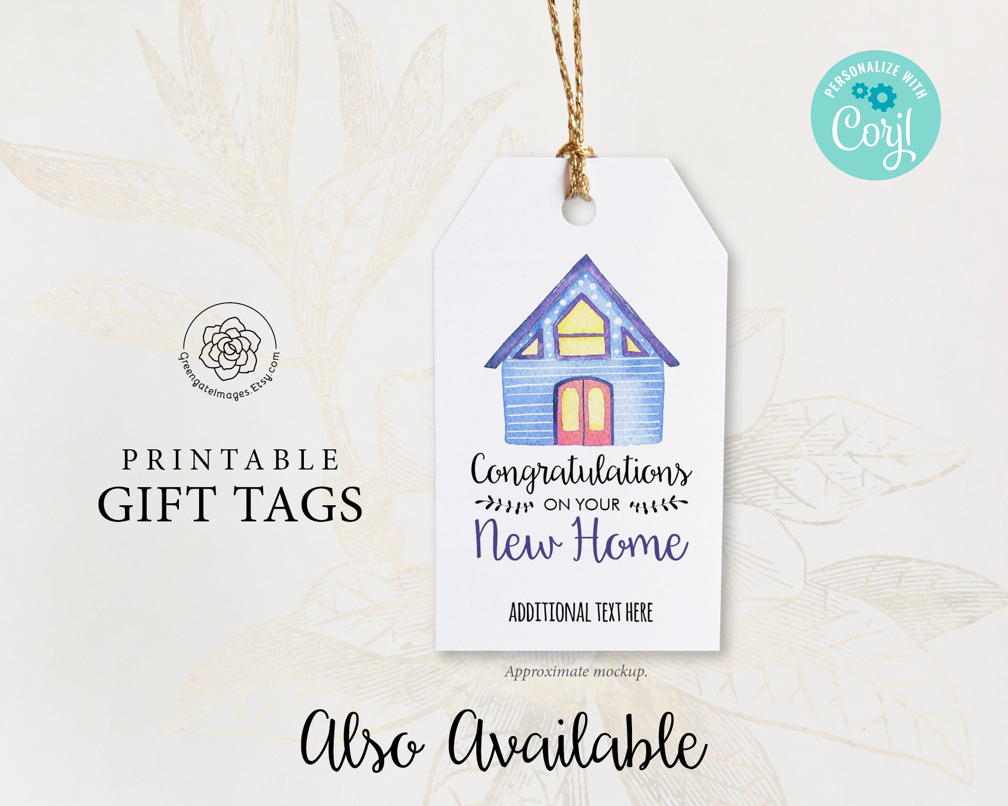 Housewarming Gift Tag Printable Gift Tag Editable Corjl | Etsy