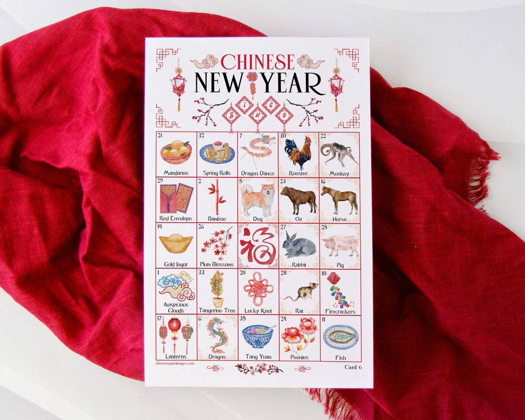 Chinese New Year Bingo - 50 PRINTABLE Unique Cards. Instant Digital ...