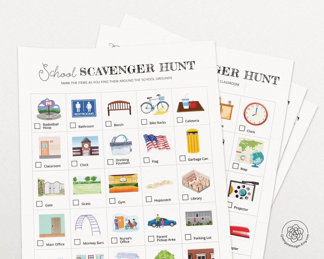 School Scavenger Hunt - Printable Elementary School Games - School ...