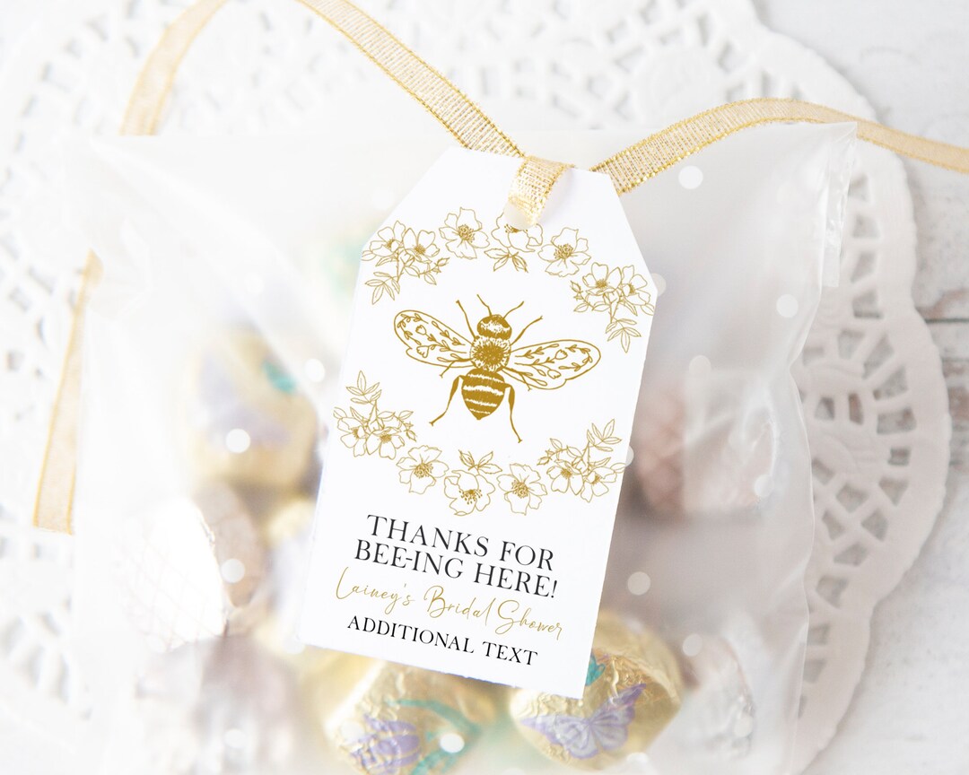 Bee Gift Tag - PRINTABLE Honey Bee Favor Tag. Personalize Corjl. Line ...
