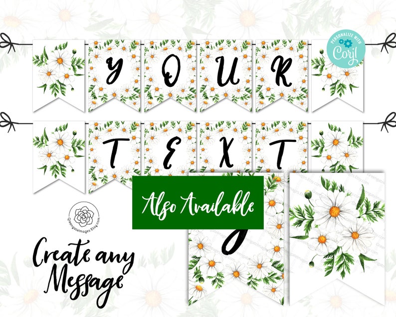 Daisy Bunting - PRINTABLE Banner Flags Instant Digital Download, April ...