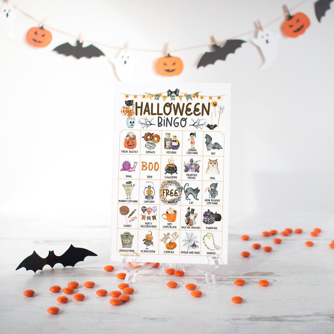 Kids Halloween Bingo - 50 PRINTABLE Unique Cards W/ Child-friendly ...