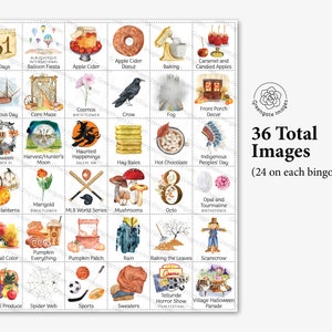 October Bingo - 50 PRINTABLE Unique Cards. Instant Digital Download PDF ...