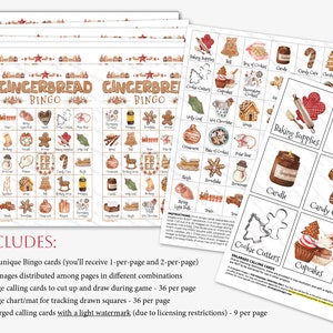 Gingerbread Bingo Cards - 50 PRINTABLE Unique Cards, Download, Senior ...