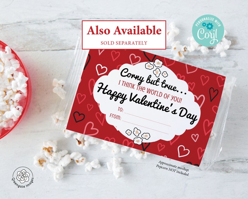 Valentine's Day Popcorn Wrapper - PRINTABLE Microwave Popcorn Wrapper ...