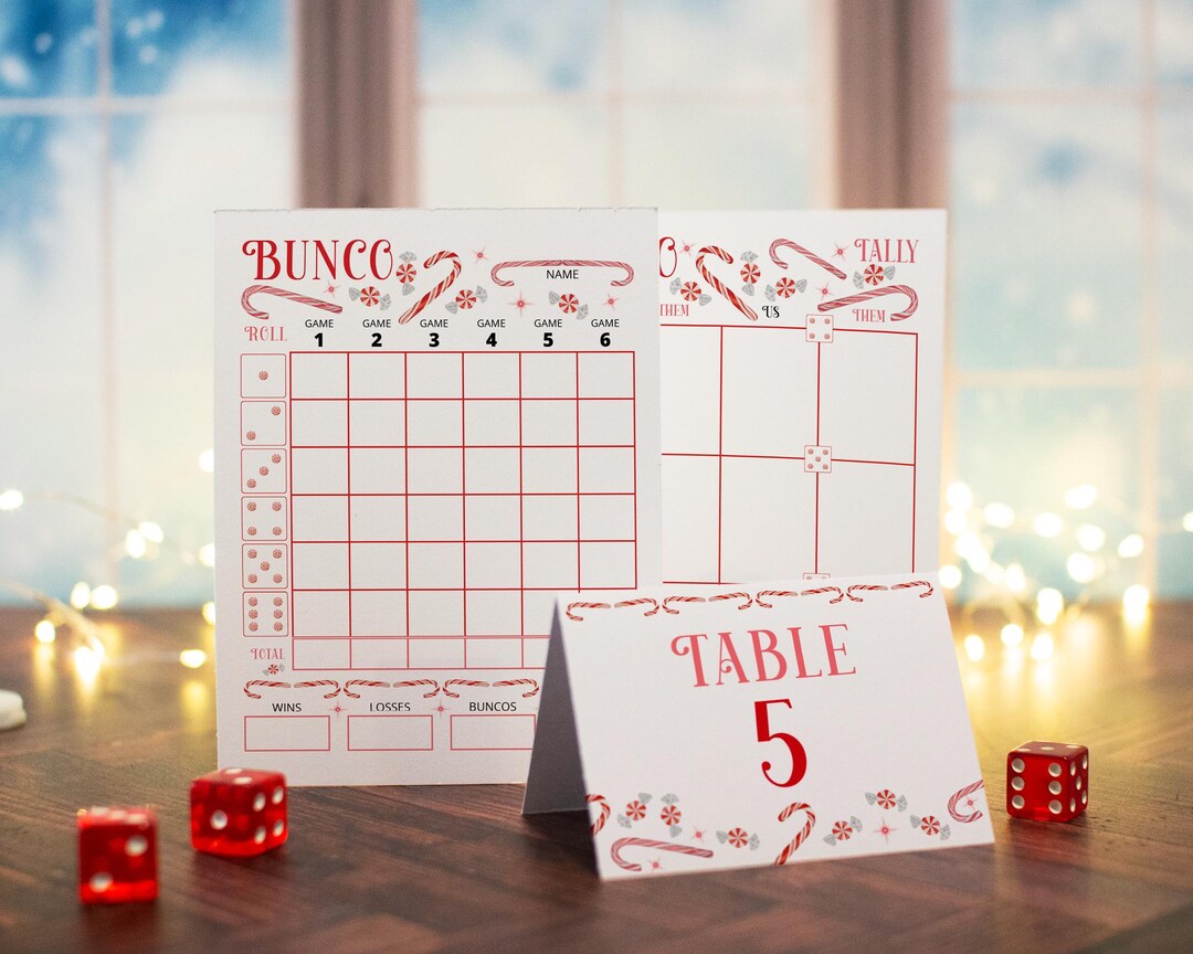 Candy Cane Bunco Scorecard Set - PRINTABLE Digital Download PDF W/tally ...