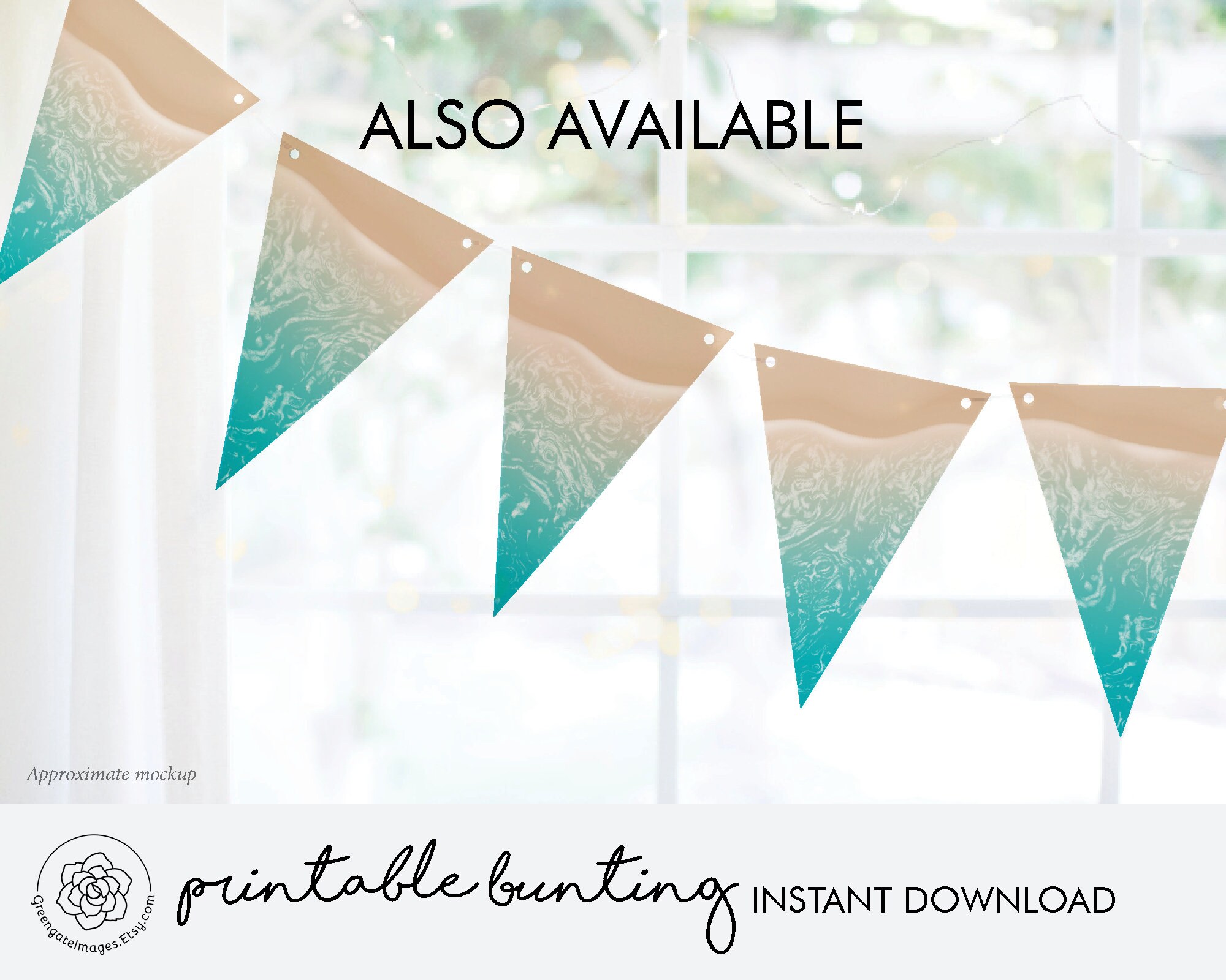 Turquoise Beach Cupcake Wrapper - PRINTABLE Pdf, Ocean Shore Water and ...